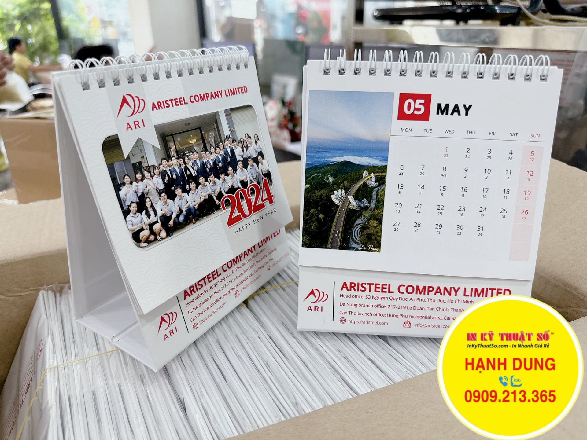 Sản xuất lịch để bàn chữ A 14cm x 16cm, in lịch Tết công ty kết cấu ...