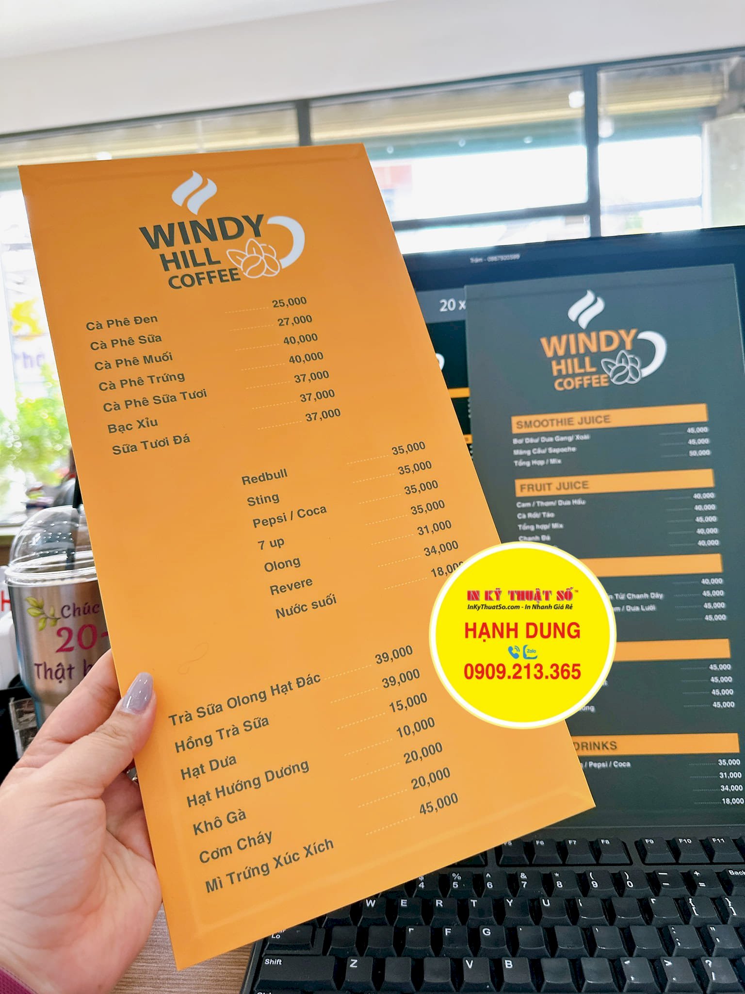 In menu cafe dạng tấm cầm tay, menu format dán gói siêu nhẹ, chống nước ...