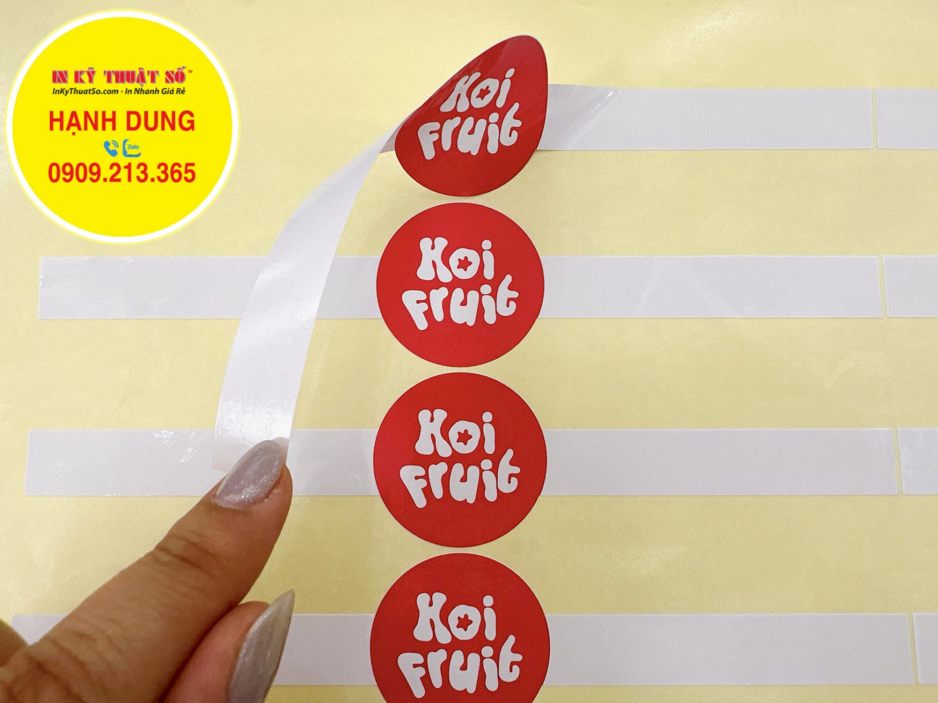 In nhãn dán dài niêm phong ly nước ép trái cây, sinh tố trái cây mang ...