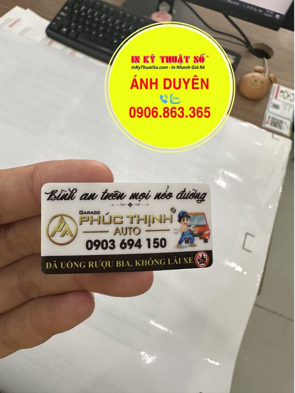 In tem Decal keo mặt trước làm tem thông tin Garage chăm sóc xe hơi ...