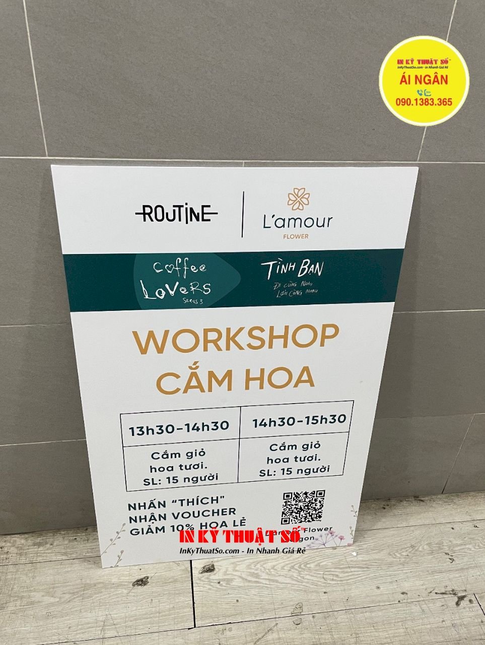 In áp phích quảng cáo sự kiện Workshop cắm hoa, bảng poster standee ...