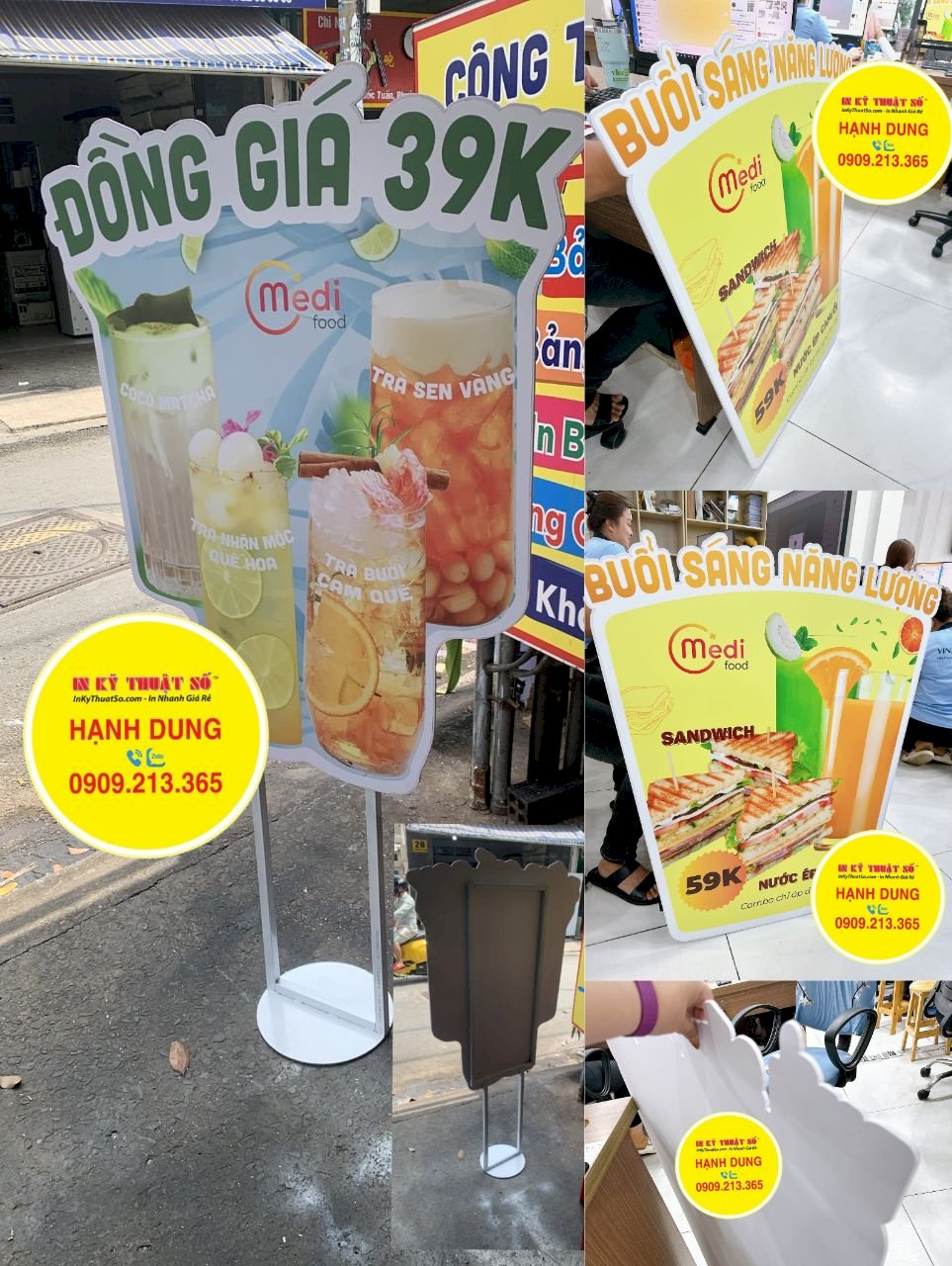 In standee mô hình sản phẩm ngoài trời, standee chân sắt mô hình thức ...