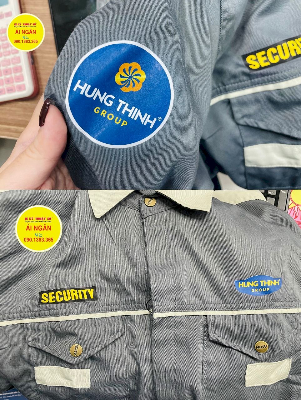Làm đồng phục bảo vệ áo in decal PU chuyển nhiệt ép trực tiếp lên áo ...