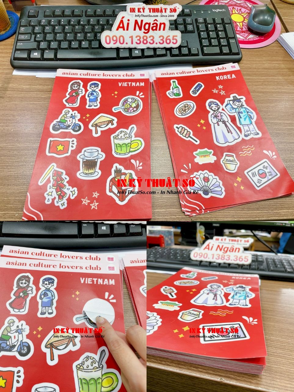 In sticker set chủ đề đặc trưng văn hóa, ẩm thực, con người Korea ...