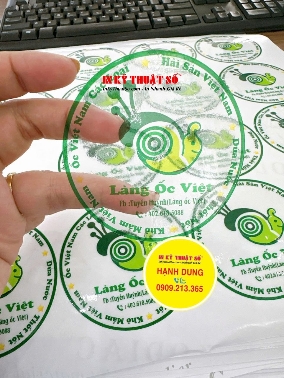 In tem quán ốc dán bao bì, hộp đựng đồ ăn mang về Take Away, hàng gửi ...