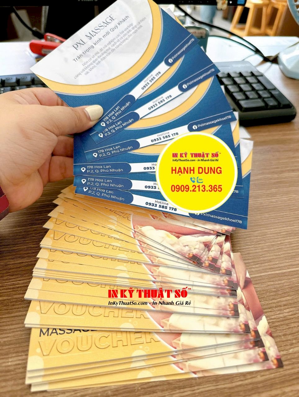 In Voucher massage giấy mỹ thuật Econo 300gsm, in Voucher lấy liền, in ...