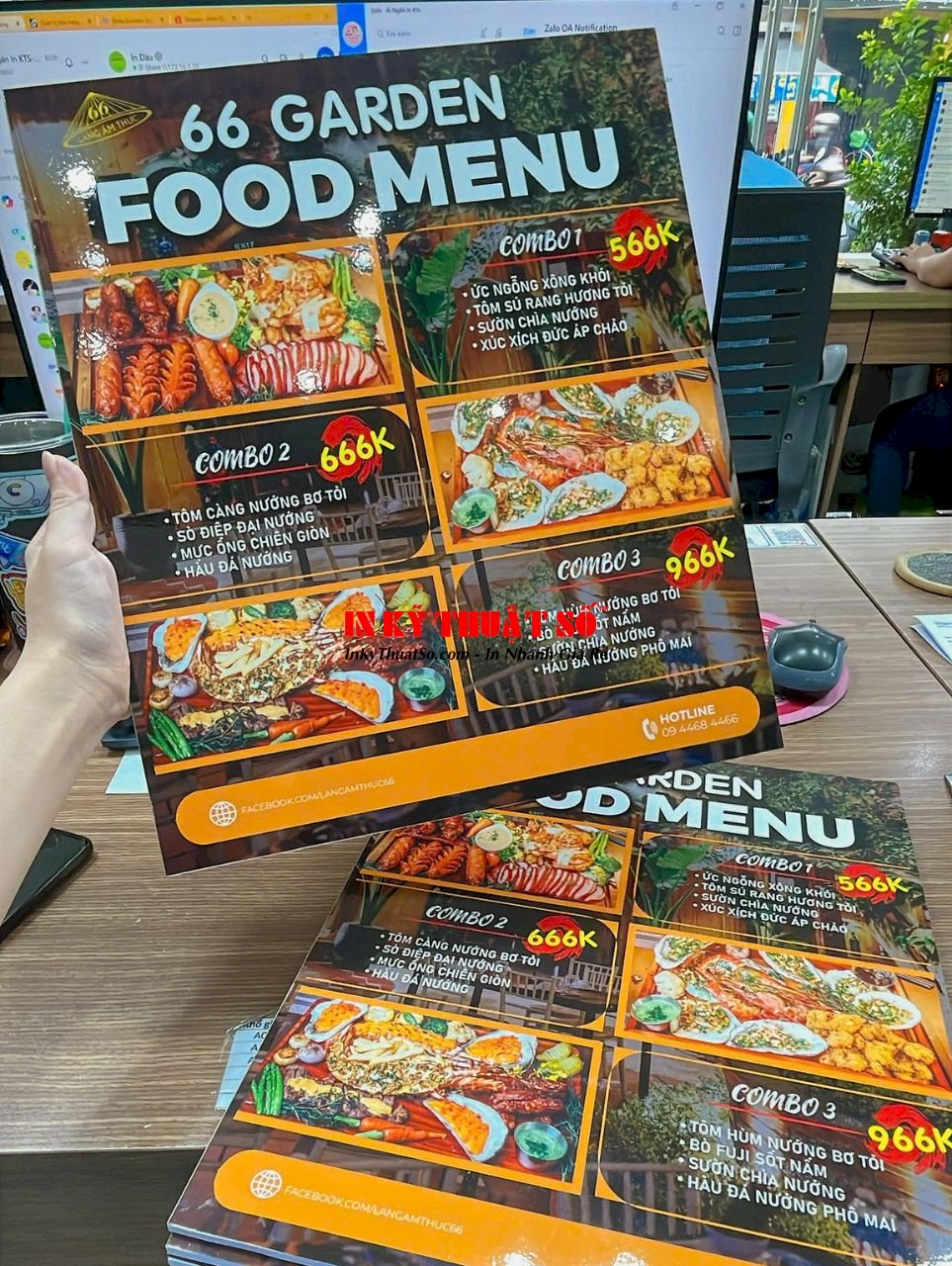 Làm menu làng ẩm thực, menu tấm cầm tay Food Menu, in PP bồi formex 5li ...