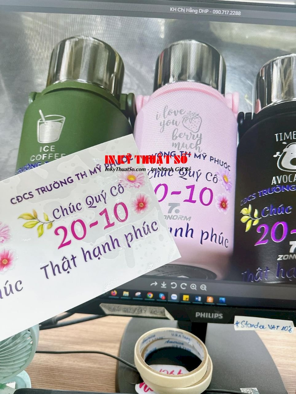 In ấn UV DTF lời chúc lên ly giữ nhiệt làm quà tặng số lượng lớn - INKTS772