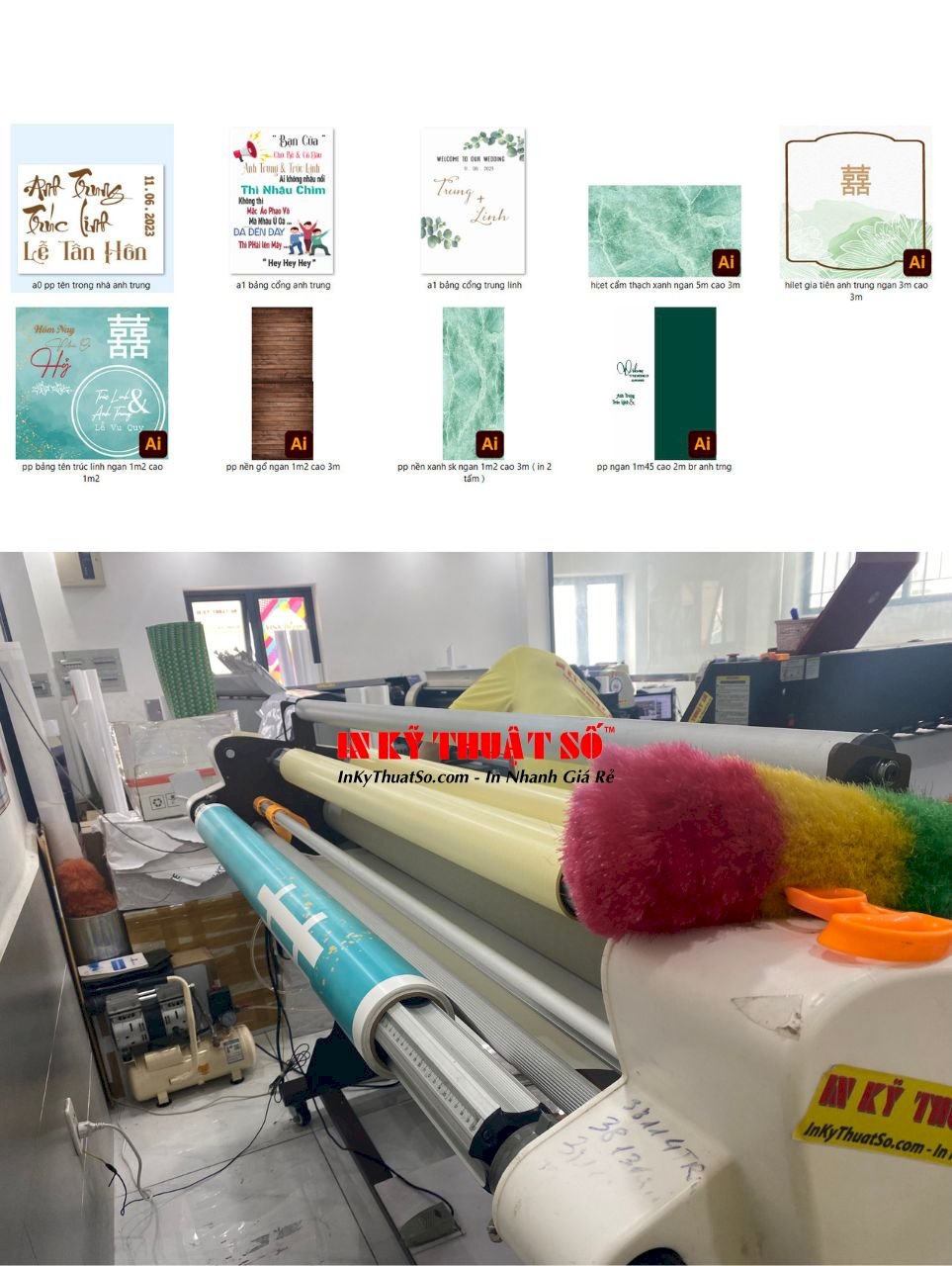In PP khổ lớn cán mờ làm hình trang trí tiệc cưới - INKTS319