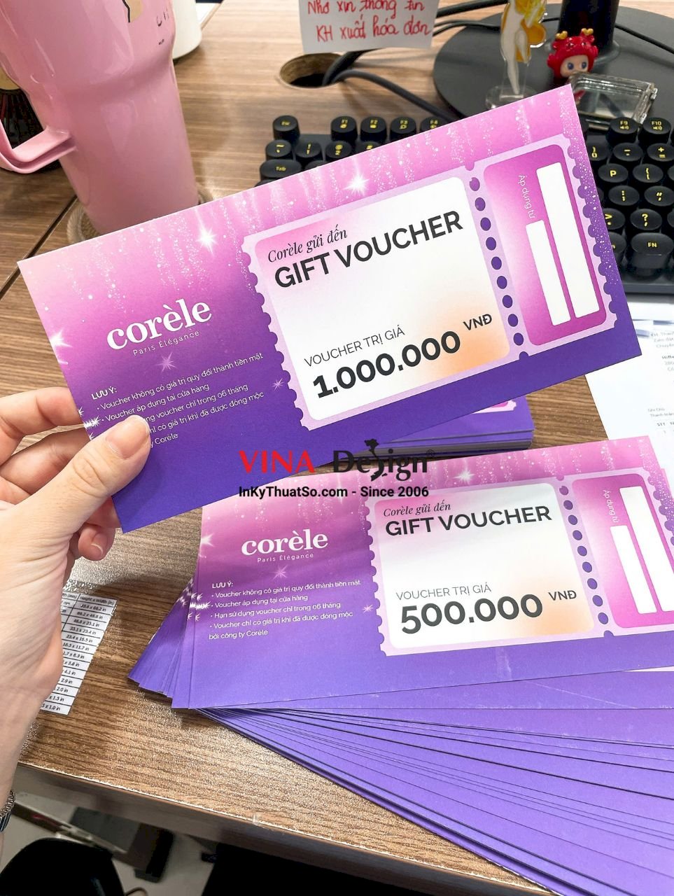 In gift voucher tri ân khách hàng cho thương hiệu, shop đồ lót, cửa ...