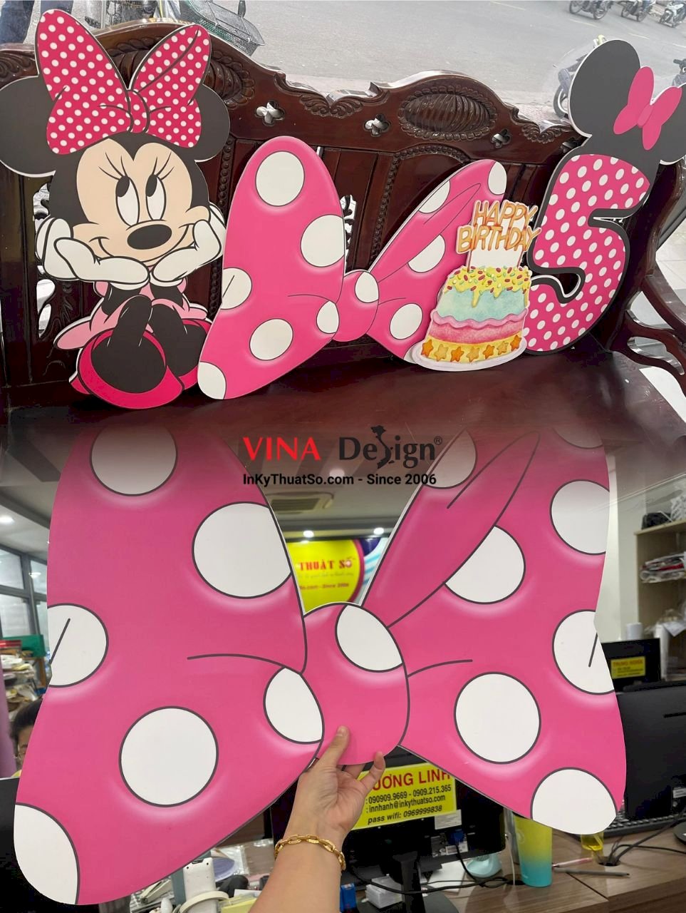 In mô hình formex chủ đề chuột Minnie trang trí sinh nhật 5 tuổi cho bé ...